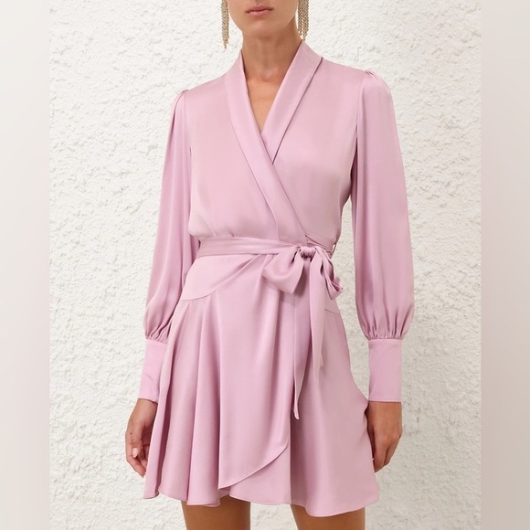 Zimmermann | Dresses | Zimmermann Pink Wrap Mini Dress | Poshmark
